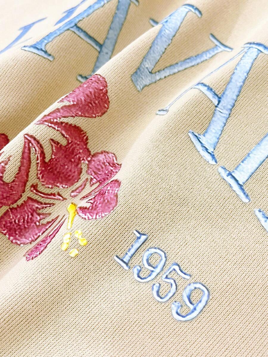 SHEIN EZwear Women's Oversized Drop Shoulder Hawaii Aloha Print ...