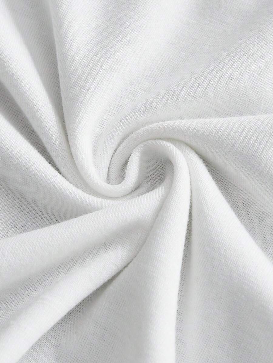 Manfinity EMRG Men's Oversized Street-Style Angel Graphics Loose Dropped Shoulder White T-Shirt ...