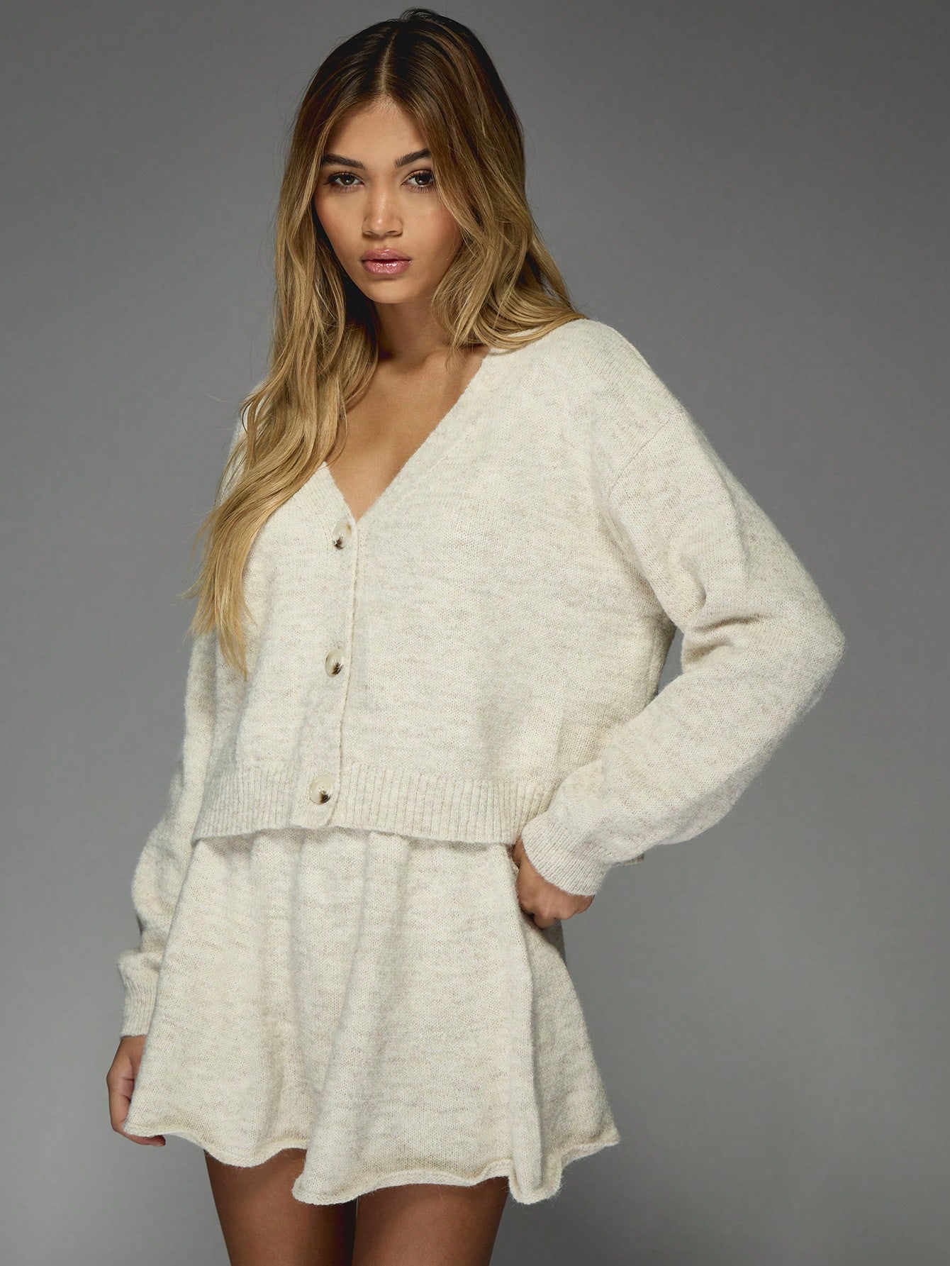 Cozy Two Piece Knit Set Cardigan And Skirt Co Ord Fall Winter Clothing ...