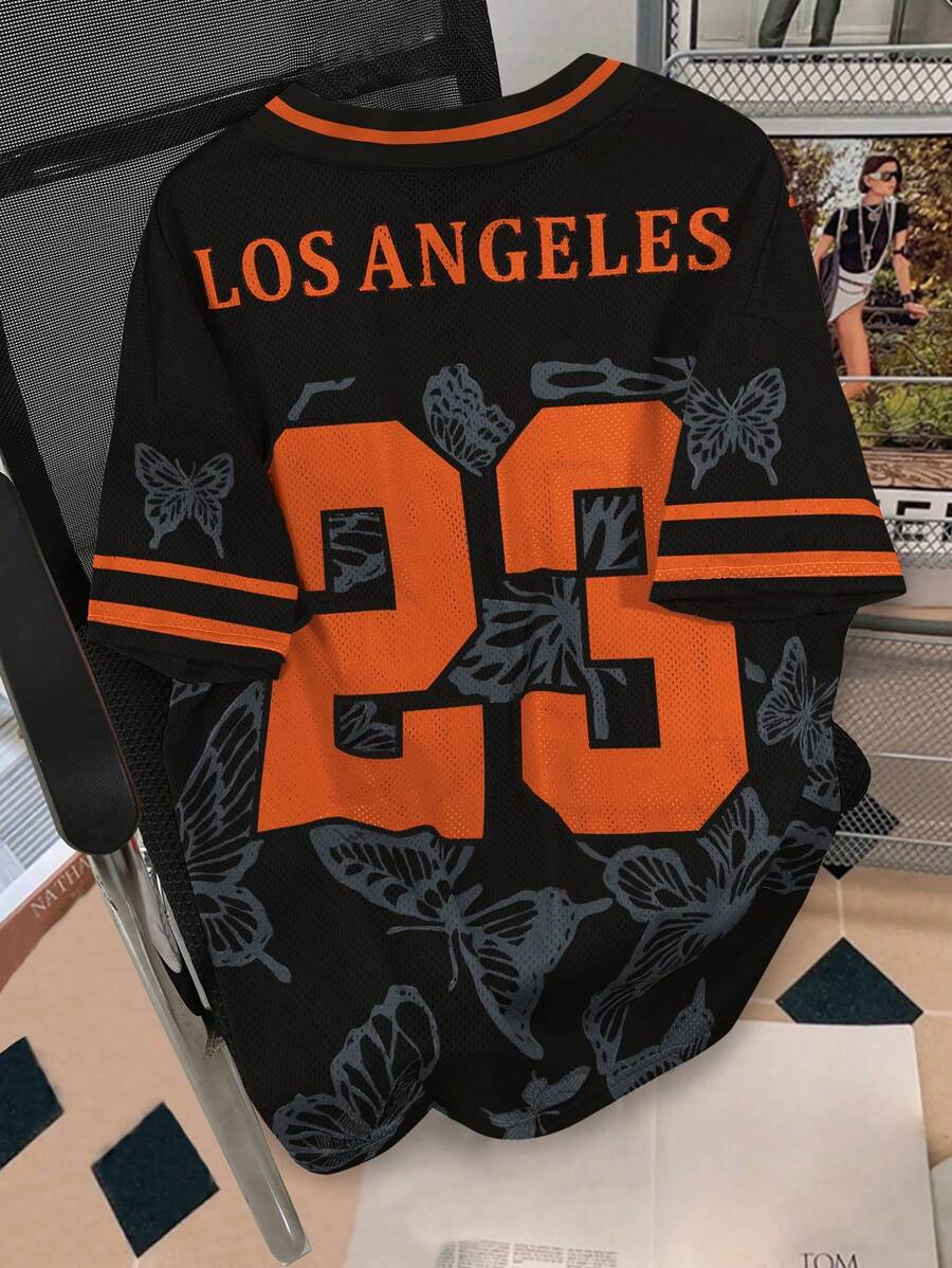 Manfinity Sporsity Men's Fashionable Color Block Butterfly & Letter ...