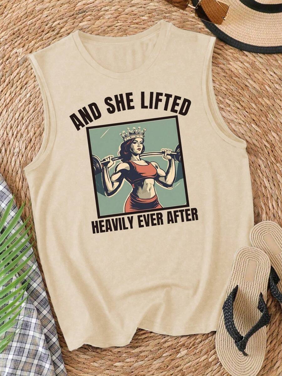 Chiquease Women's Summer Liberty Statue Cartoon Letter Print Tank Top ...