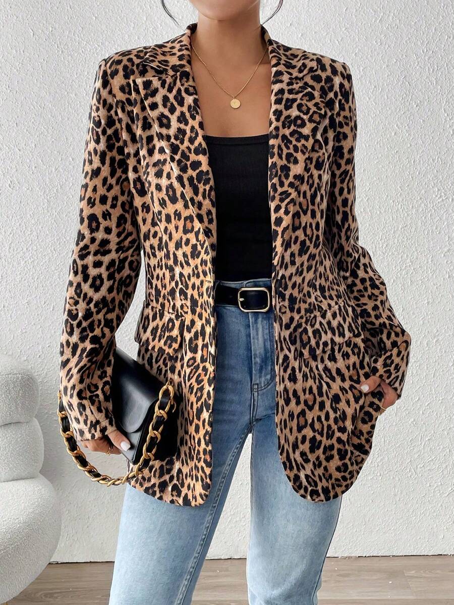 Chiquease Casual Simple Leopard Print Animal Pattern Women Blazer ...