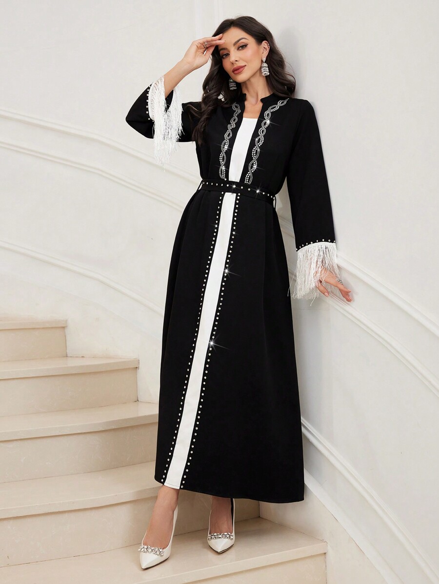 SHEIN Najma Vestido de Estilo Árabe Luxuoso e Modesto Decorado com ...