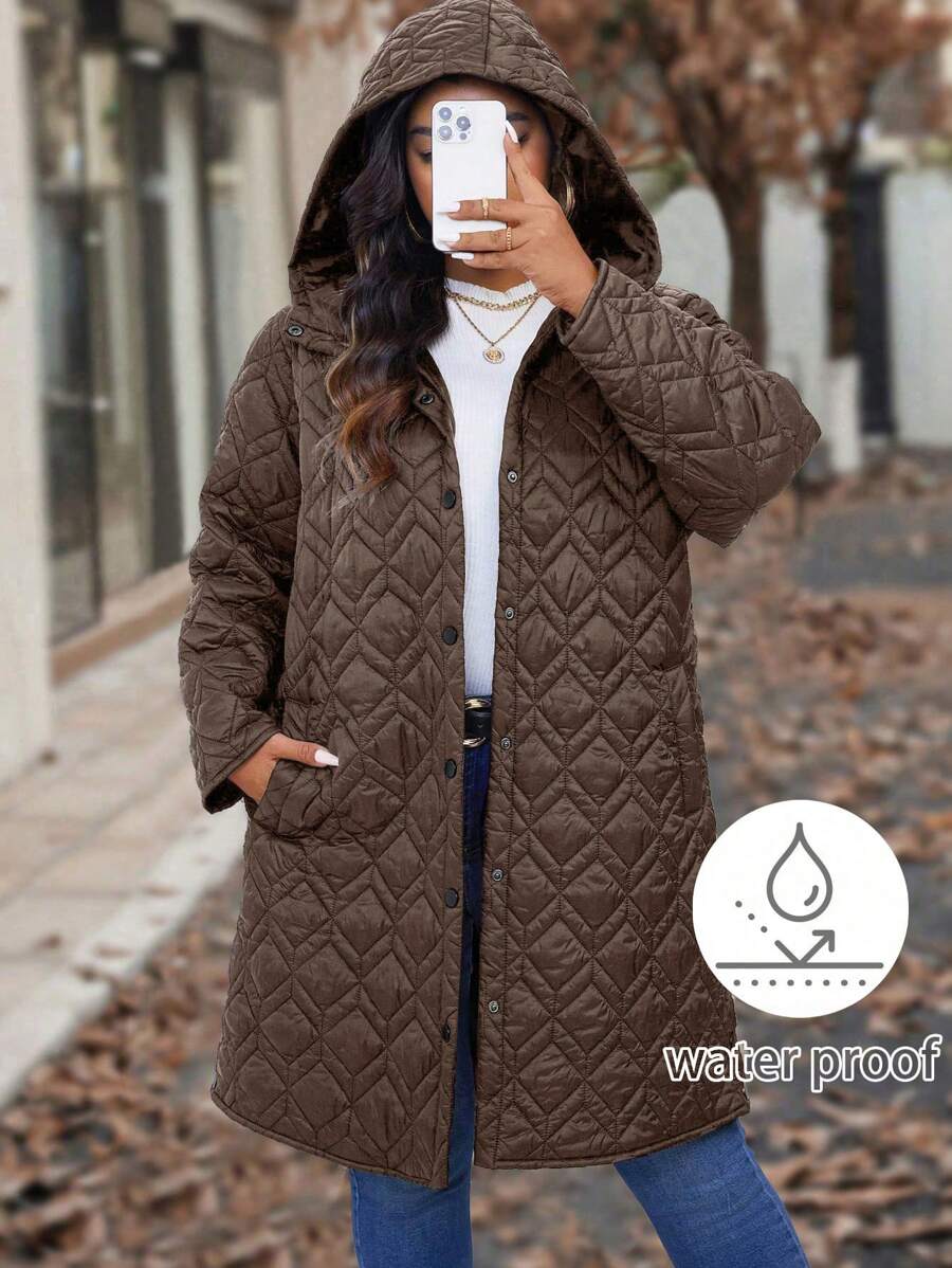 SHEIN LUNE Cappotto imbottito da donna, lungo e dritto, di taglia ...