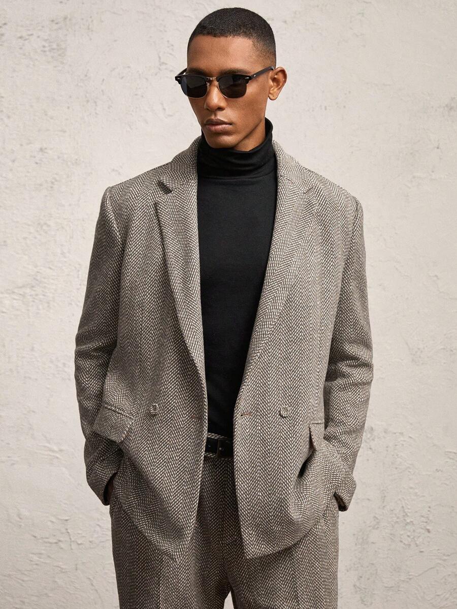 AKNOTIC Formal Men's Woven Slim Fit Casual Single Breasted Suit Jacket ...