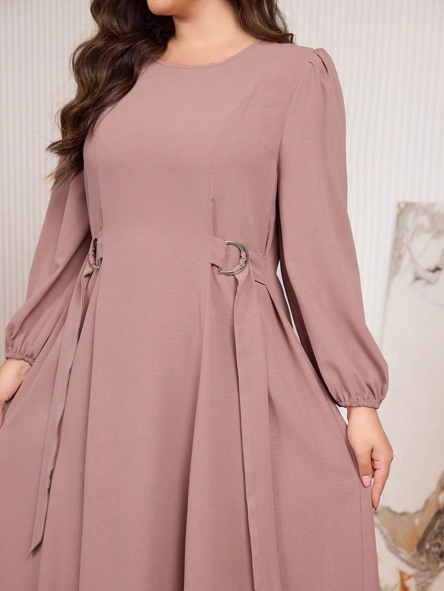 Modelyn Plus Size Women's Solid Color Long Sleeve Arabic Style Dress Maxi Women Outfit Long ...