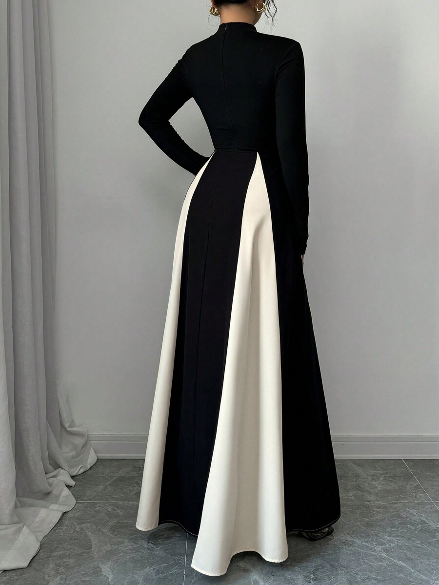 SHEIN Raffinéa European And American Style Color Block Long Sleeve A ...