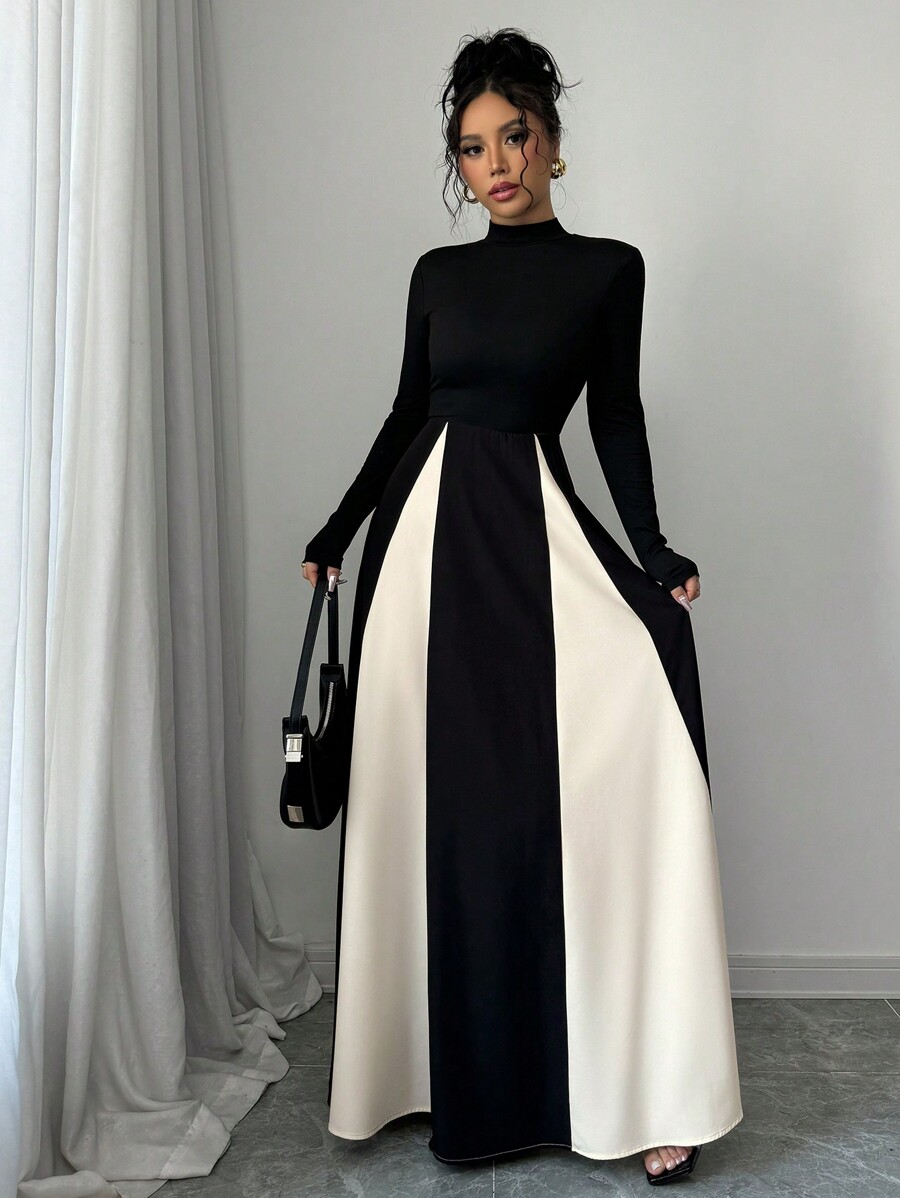 SHEIN Raffinéa European And American Style Color Block Long Sleeve A ...