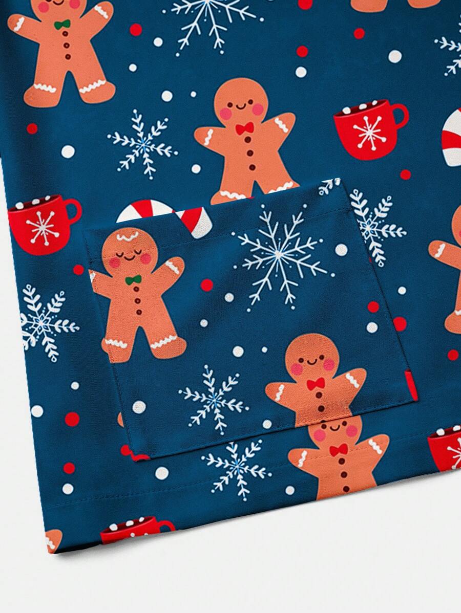 PopScrub Women's V-Neck Short Sleeve Pocket Gingerbread Man ...