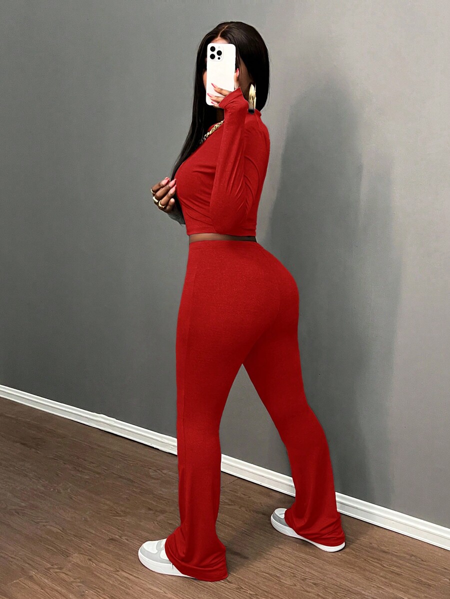 Slaydiva ชุดเสื้อแจ็คเก็ตซิปและกางเกง 2 ชิ้น แบบพื้นฐาน ยืดหยุ่นสูง สี ...