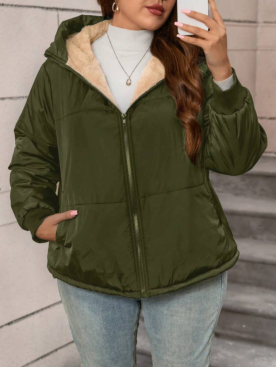 SHEIN LUNE Plus Size Fall /Winter Clothes Women's Solid Color Long ...