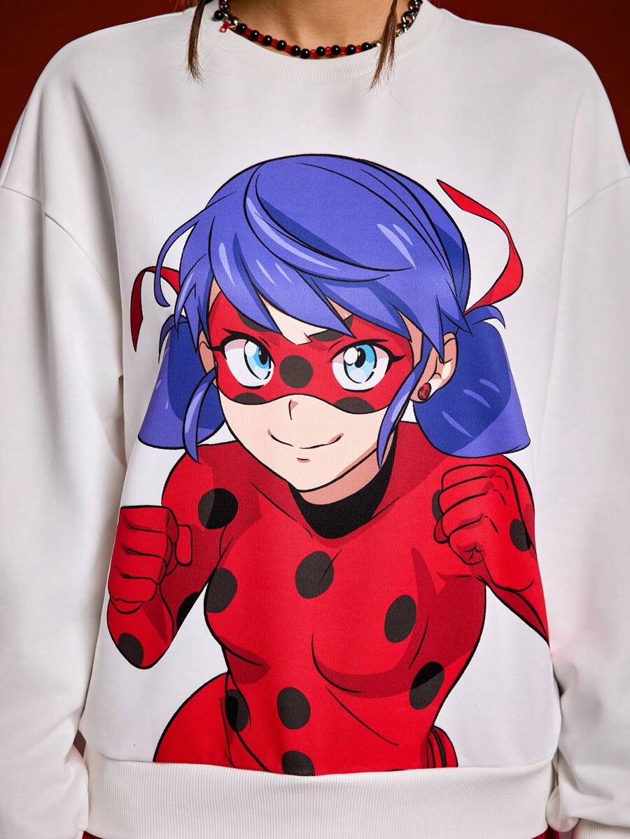 Miraculous Ladybug X SHEIN Winter White Super Loose Red Polka Dots ...