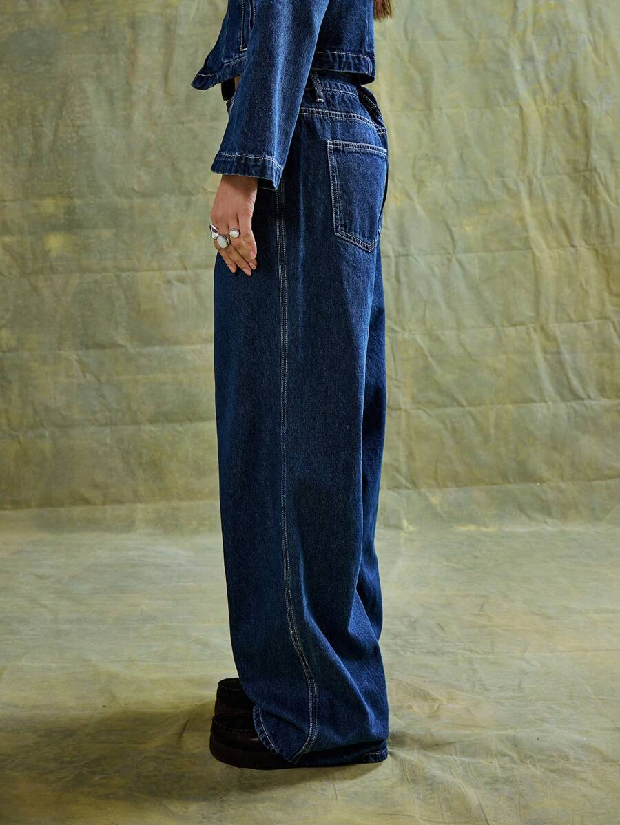 MUSERA Low Waist Contrast Stitch Jeans | SHEIN USA