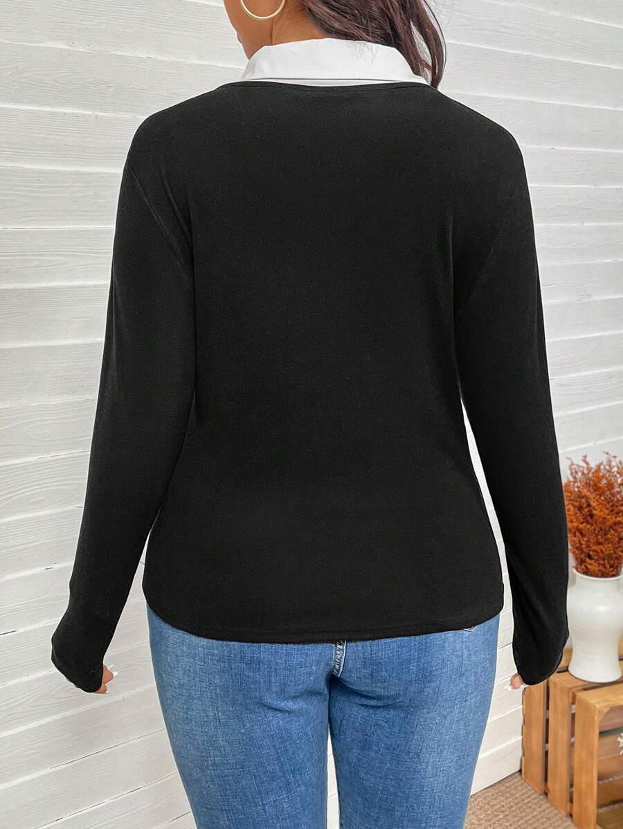 SHEIN LUNE 2024 Trend Plus Size 2 In 1 T-Shirt, Minimalist Casual Style ...