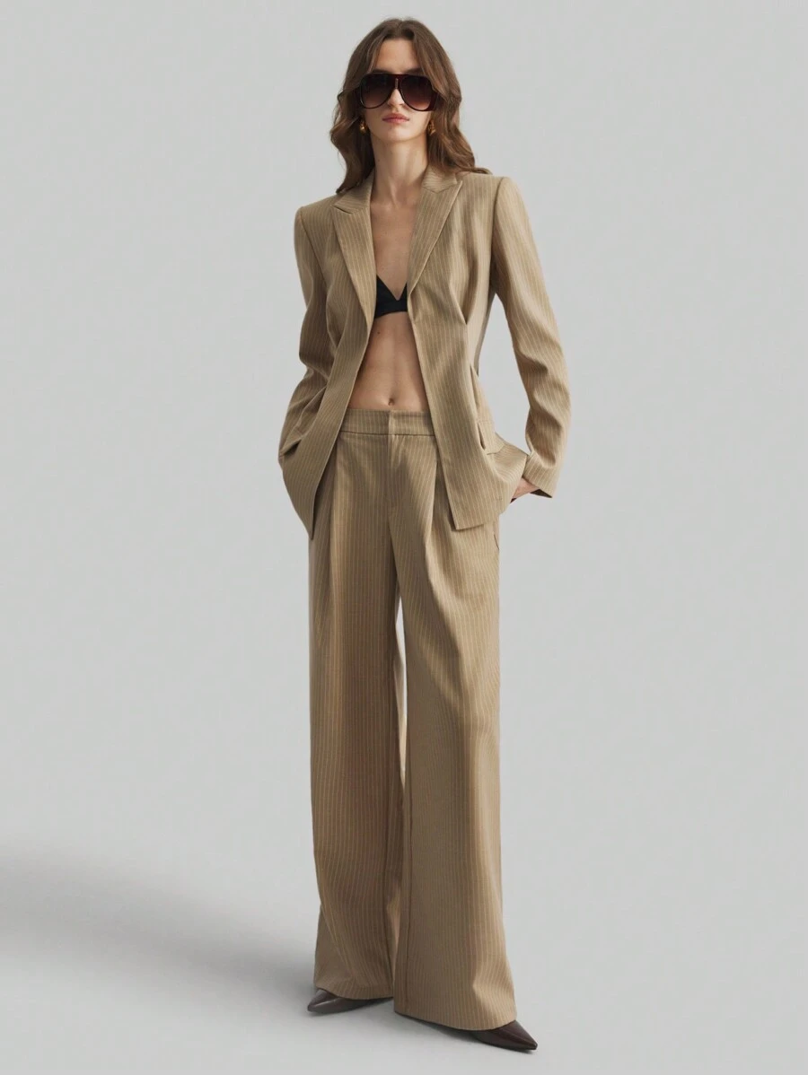 Ontre Women's 2025 Casual Striped Waist Blazer Jacket, Suitable For Daily Commuting Outfits ...