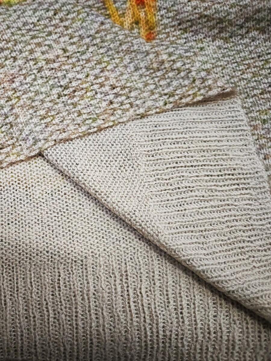 Joress Plus Size Women Fox Pattern Round Neck Long Sleeve Casual Knit ...