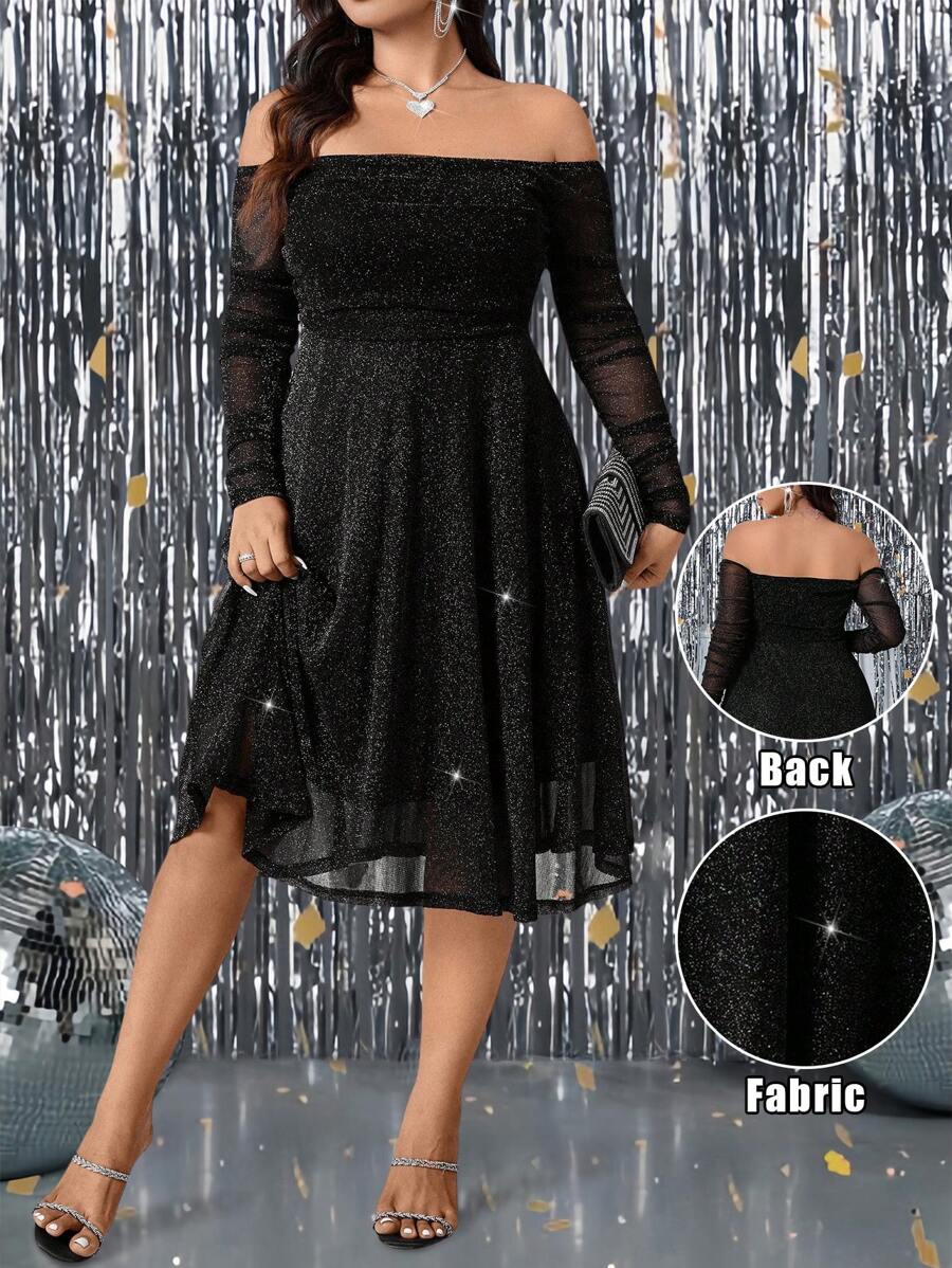 SHEIN Clasi Vestido de Festa Plissado com Fios Metálicos Prateados ...