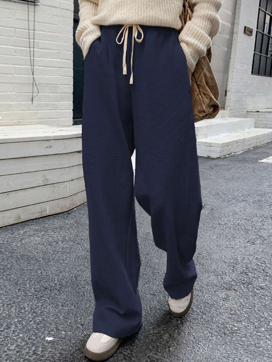 Dazy Star Women's Solid Color Front Tie Pocket Simple Sweatpants ...