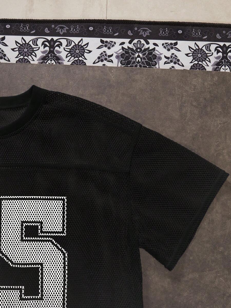 Manfinity StreetEZ Men's Mesh Fabric Number Pattern Loose Fit Short ...