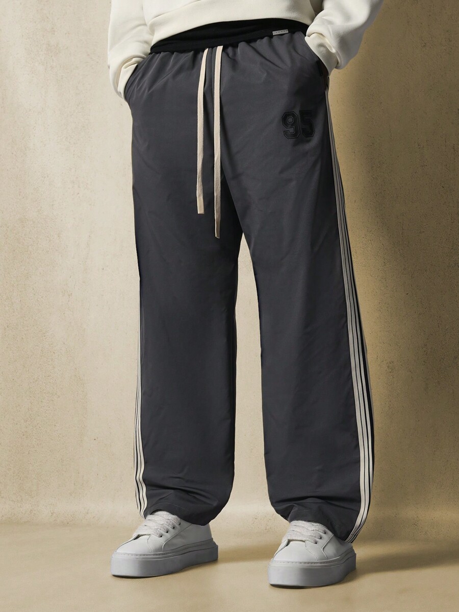 SUMWON Pull On Straight Fit Drop Crotch Nylon Pant With Number Graphic ...