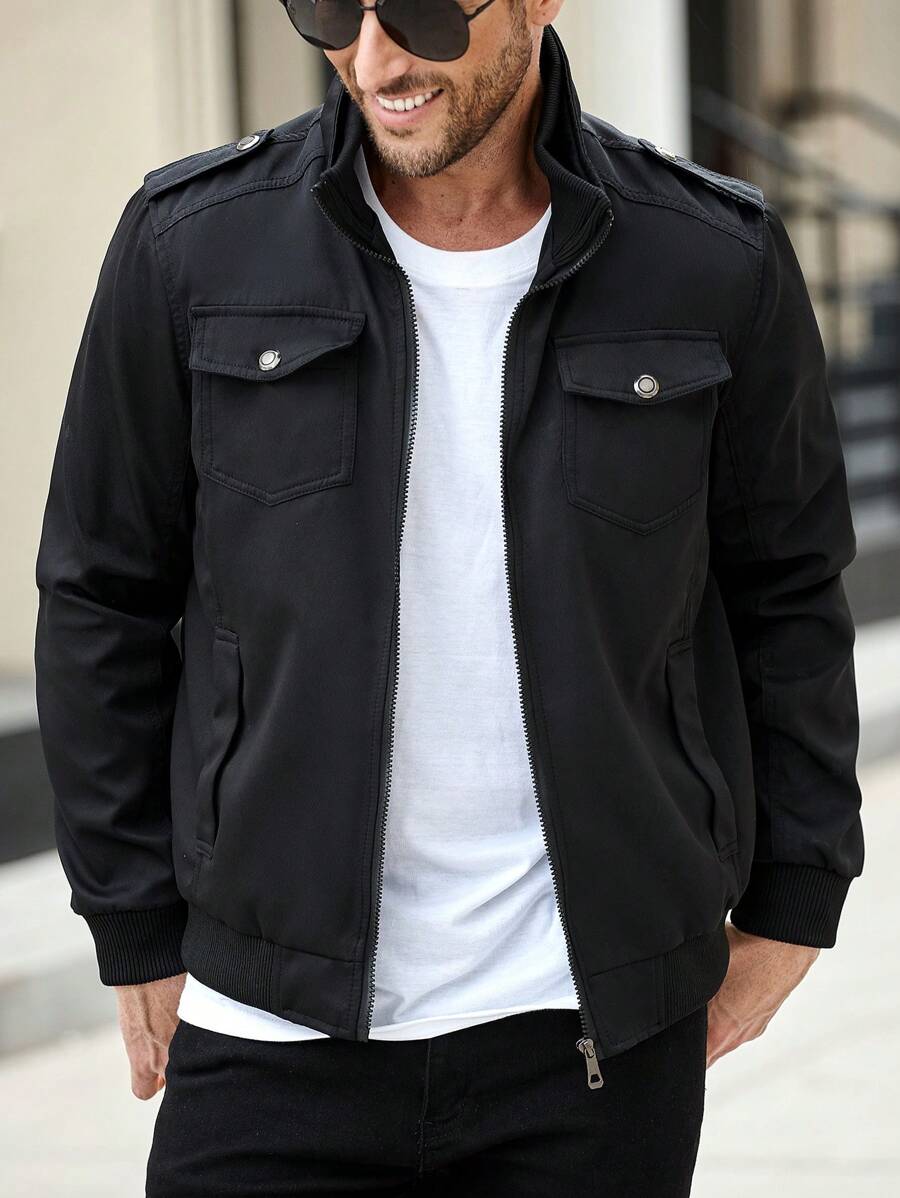 Manfinity CasualCool Men's Casual Jacket Versatile Bomber Style Solid ...