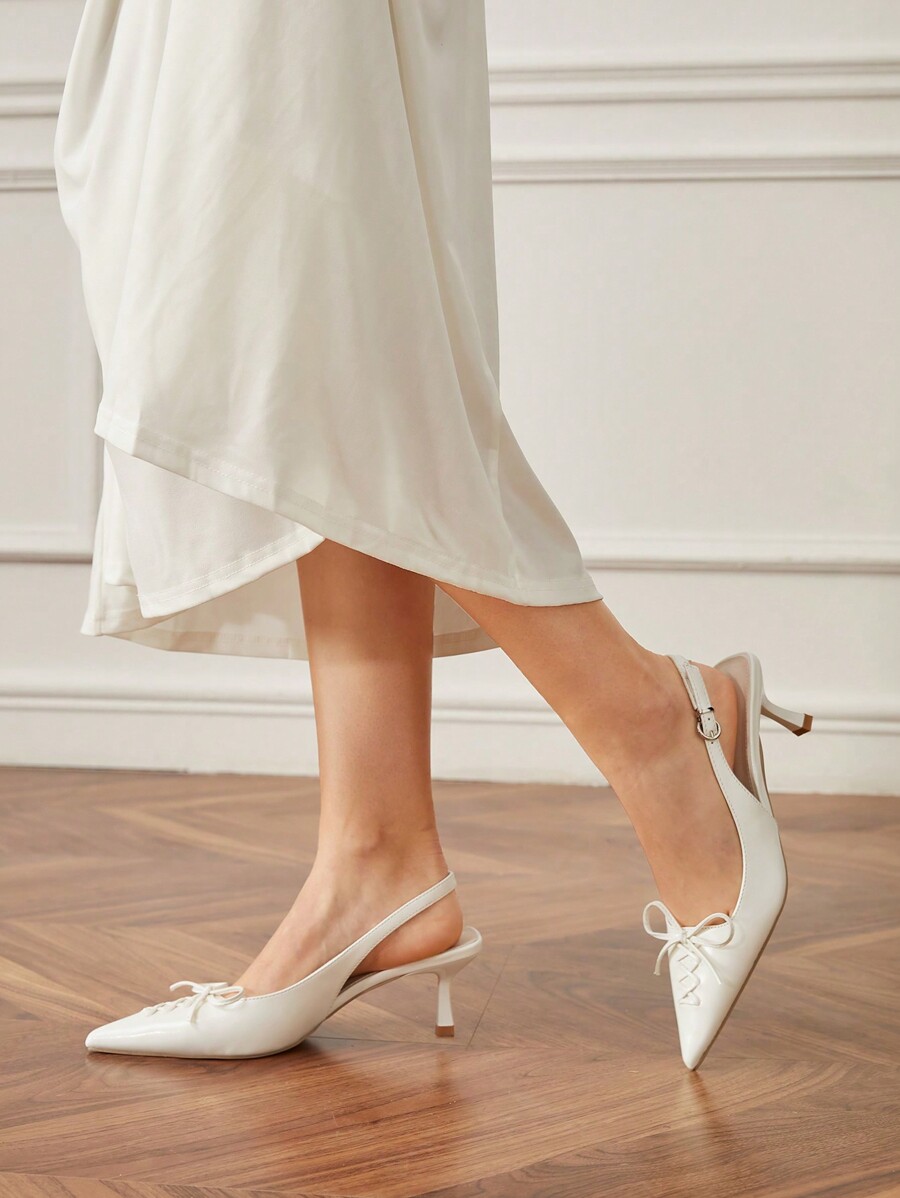 CUCCOO CHICEST Women High Heel Pumps Bowknot Pointed Toe Thin Heel Open ...