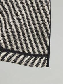 Ontre Women's Winter Coat, Shawl Collar Black/White Striped Loose Outerwear For Autumn/Winter ...