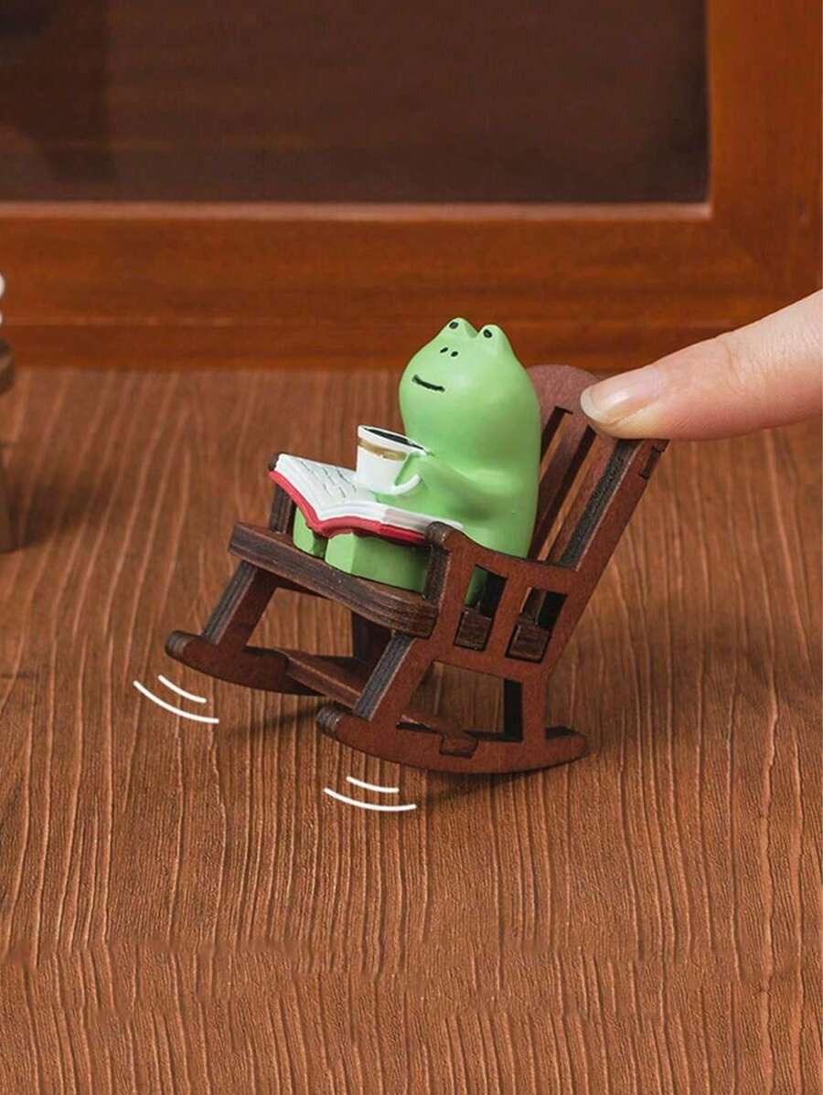 1pc Miniature Frog Rocking Chair Ornament, Cute Desktop & Car ...