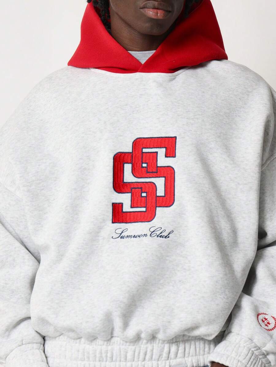SUMWON sweat-shirt à capuche oversize vintage avec coutures, broderie ...
