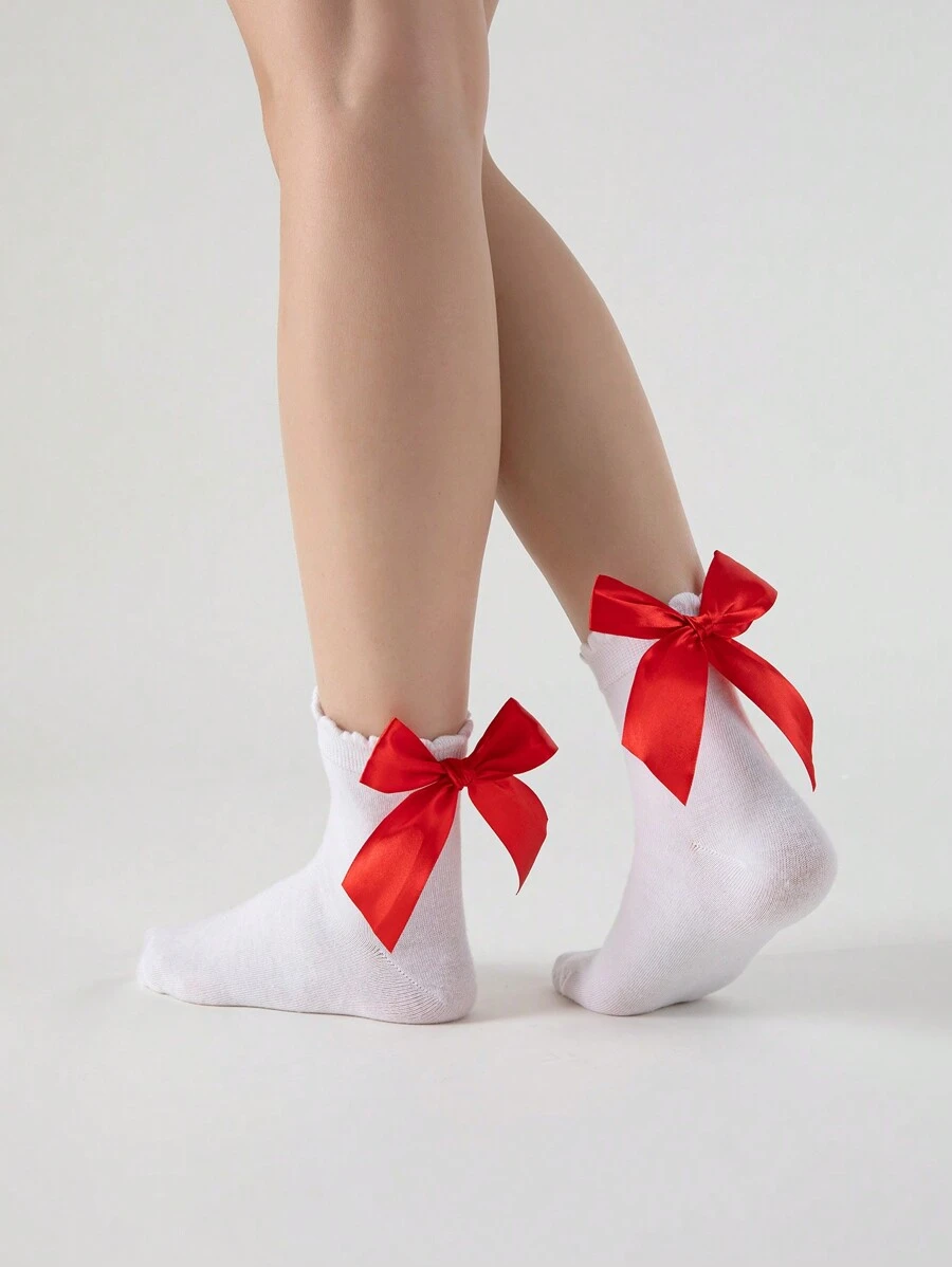 ROMWE Kawaii Women Bow Decor Cute Short Socks | SHEIN USA