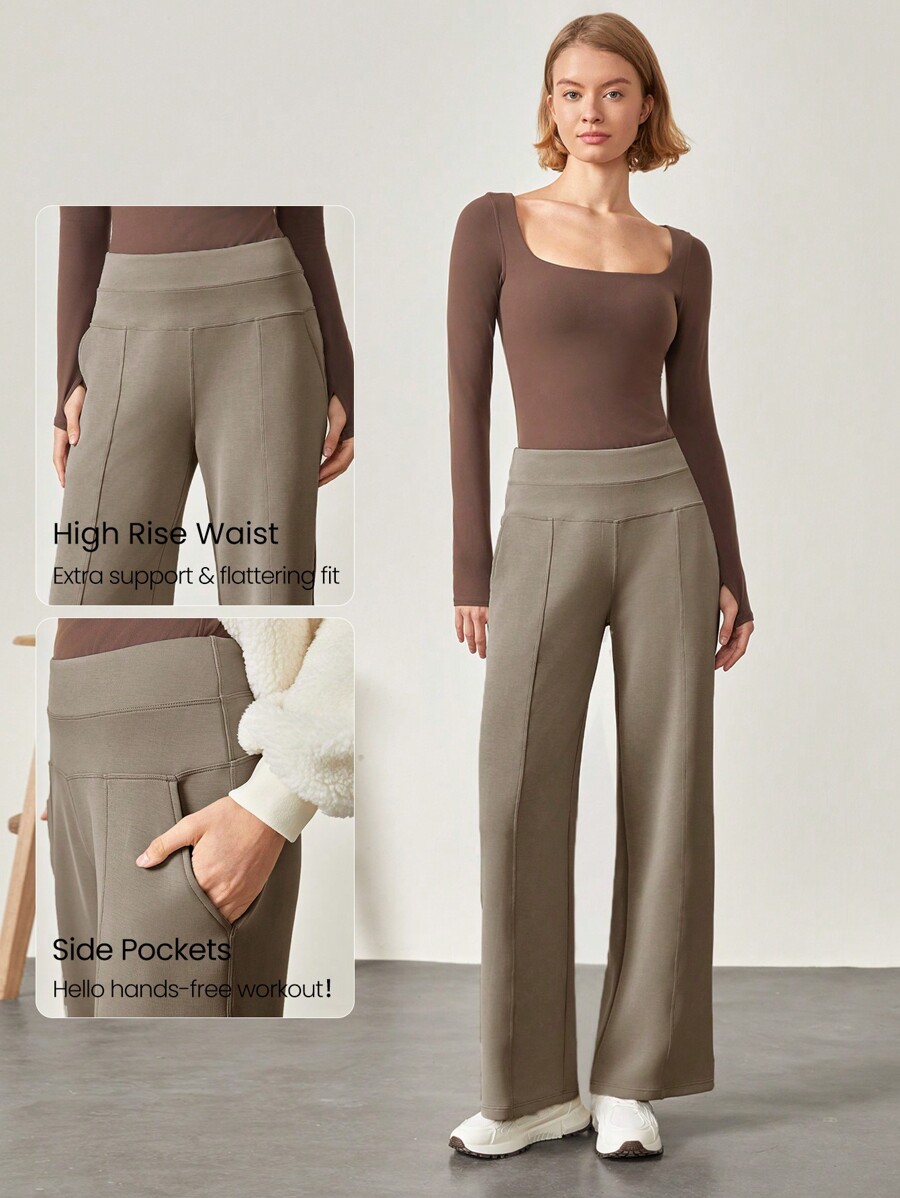 GLOWMODE Modal Silk Touch Wide Leg High Waist Lounge Pants With Side ...