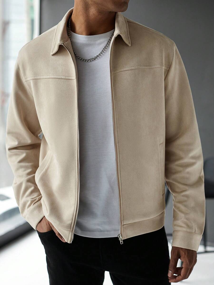 Manfinity Hypemode Men's Casual Solid Color Long Sleeve Zip-Up Jacket For Autumn/Winter | SHEIN EUQS