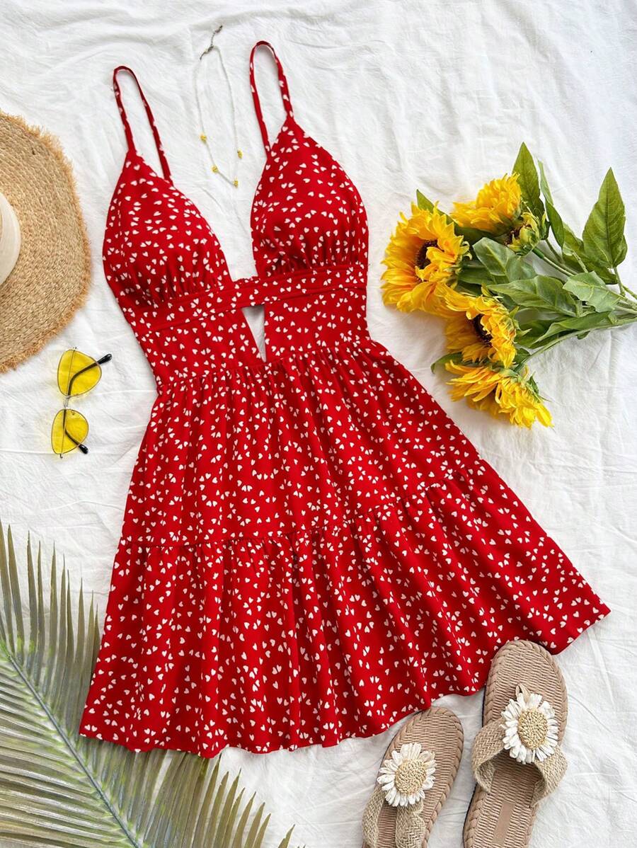 Soleia Valentine's Day Vacation Sexy V-Neck Camisole Dress With Waist ...