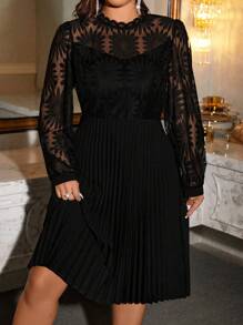 SHEIN Clasi Women's High-End Round Neck Lace Patchwork Ruched Hem A ...