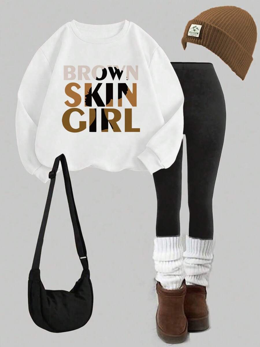 SHEIN 2 peças/Conjunto Estilo Streetwear para Meninas Pré-Adolescentes ...