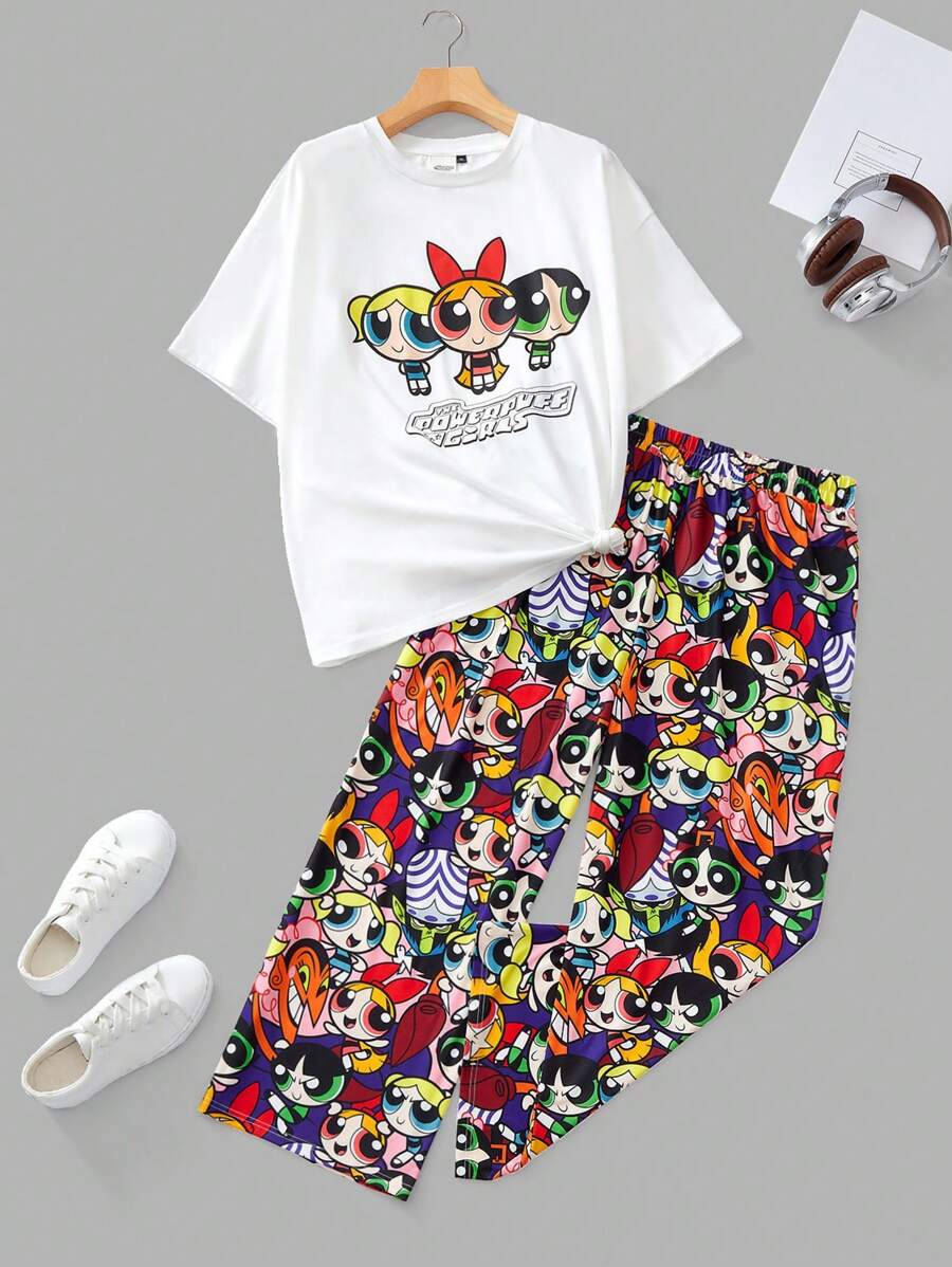 THE POWERPUFF GIRLS X SHEIN Conjunto de Pijama com Estampa Fofa de ...