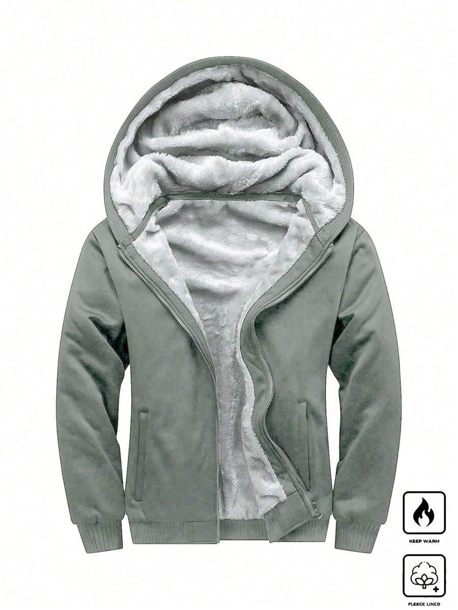 Manfinity EZcore Fleece Hooded Jacket With Zipper Pockets, For Men ...