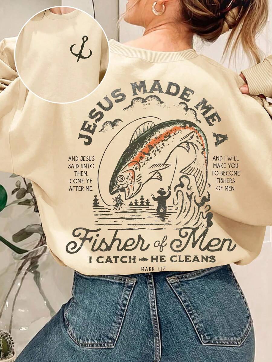 INAWLY SHEIN EZwear Women's Casual Jesus Christ Graphic Crew Neck ...