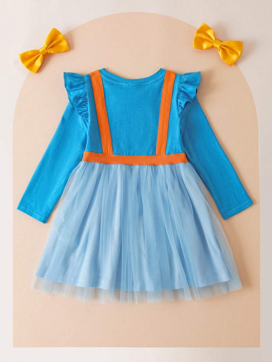 Blippi X SHEIN Young Girl Cartoon Character Cosplay Ruffle Trim ...