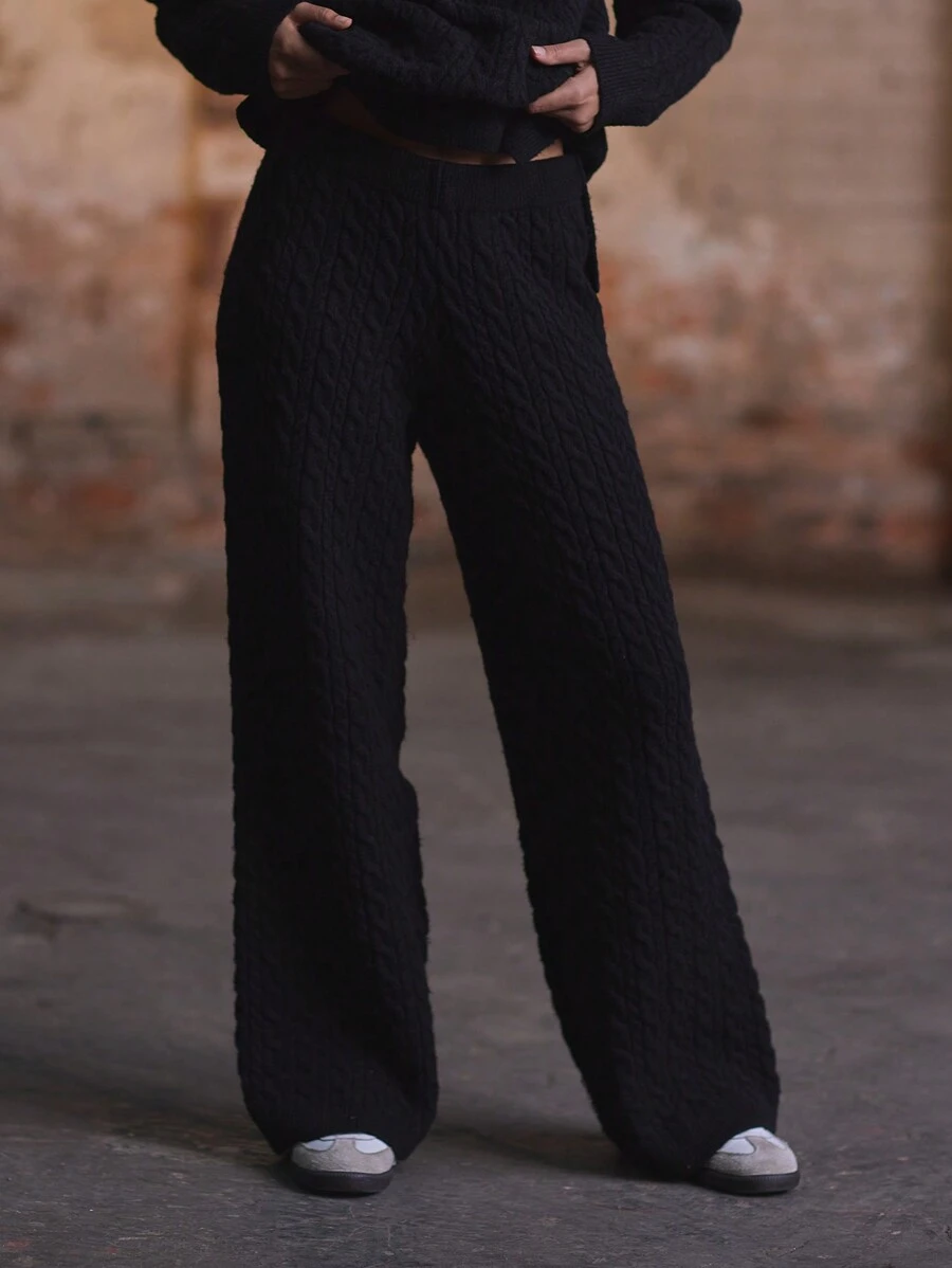 MUSERA Cable Knit Wide Leg Trousers Evening Party Elegant Christmas ...
