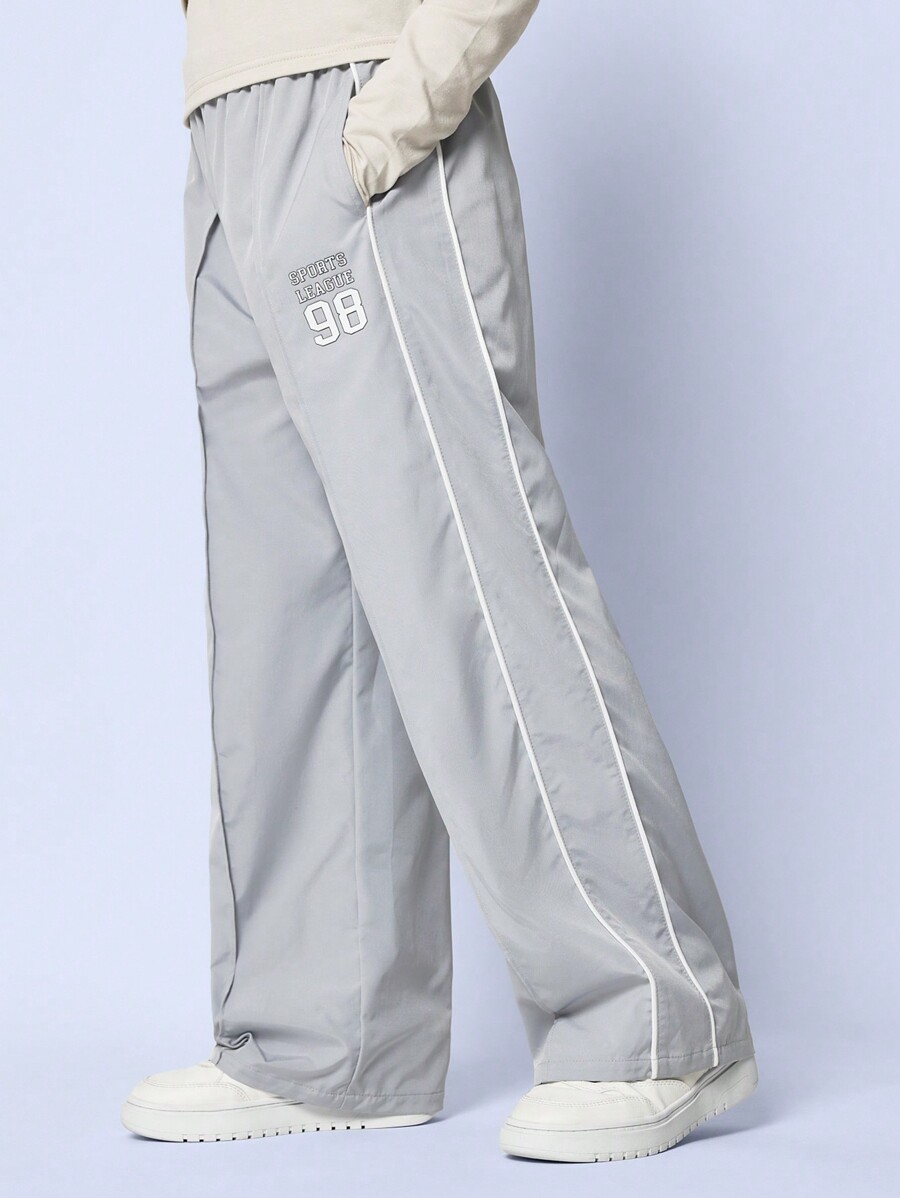 SUMWON Tween Girls Wide Leg Track Pant With Pleats And Piping Detail ...