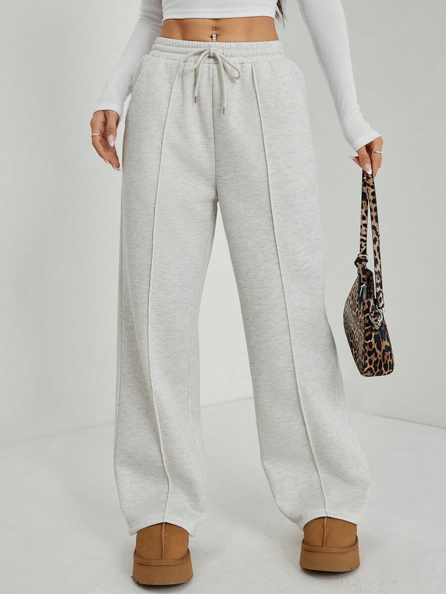 SHEIN PETITE Women's Fall Pebble Detail Straight-Leg Sweatpants | SHEIN UK