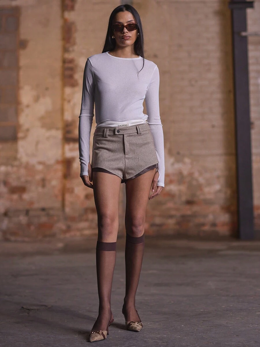 MUSERA Tweed Tailored Office Style Micro Hotpants Old Money Spring ...