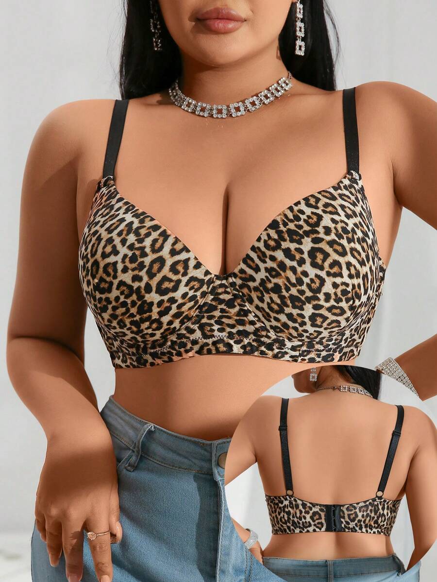 Plus Size Solid Color Splicing Spaghetti Strap Simple Casual Underwire Bra | SHEIN USA