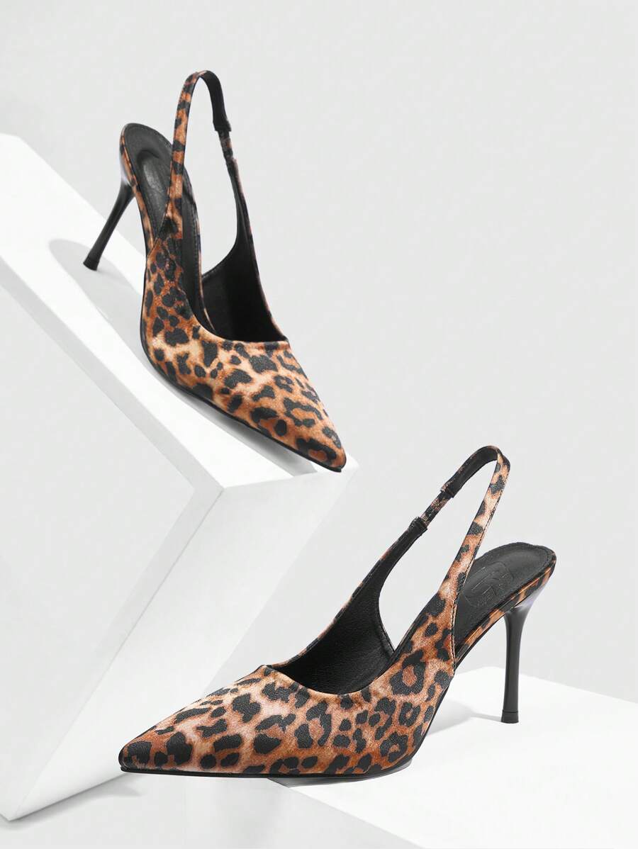CUCCOO SZL Pointed Toe Stiletto Leopard Print Fabric Fashionable Casual ...