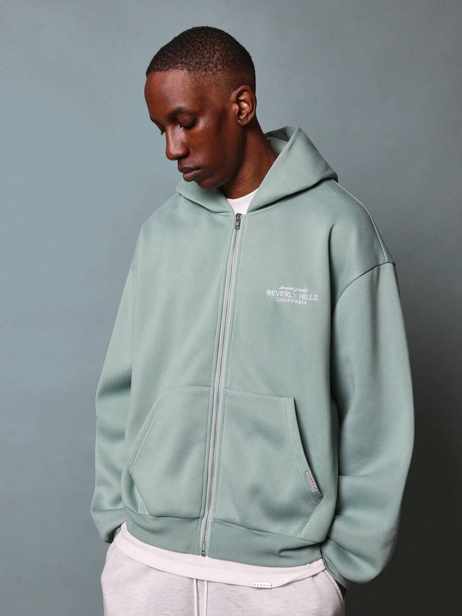 SUMWON Oversized Fit Zip Up Hoodie And Barrel Fit Sweatpants With ...