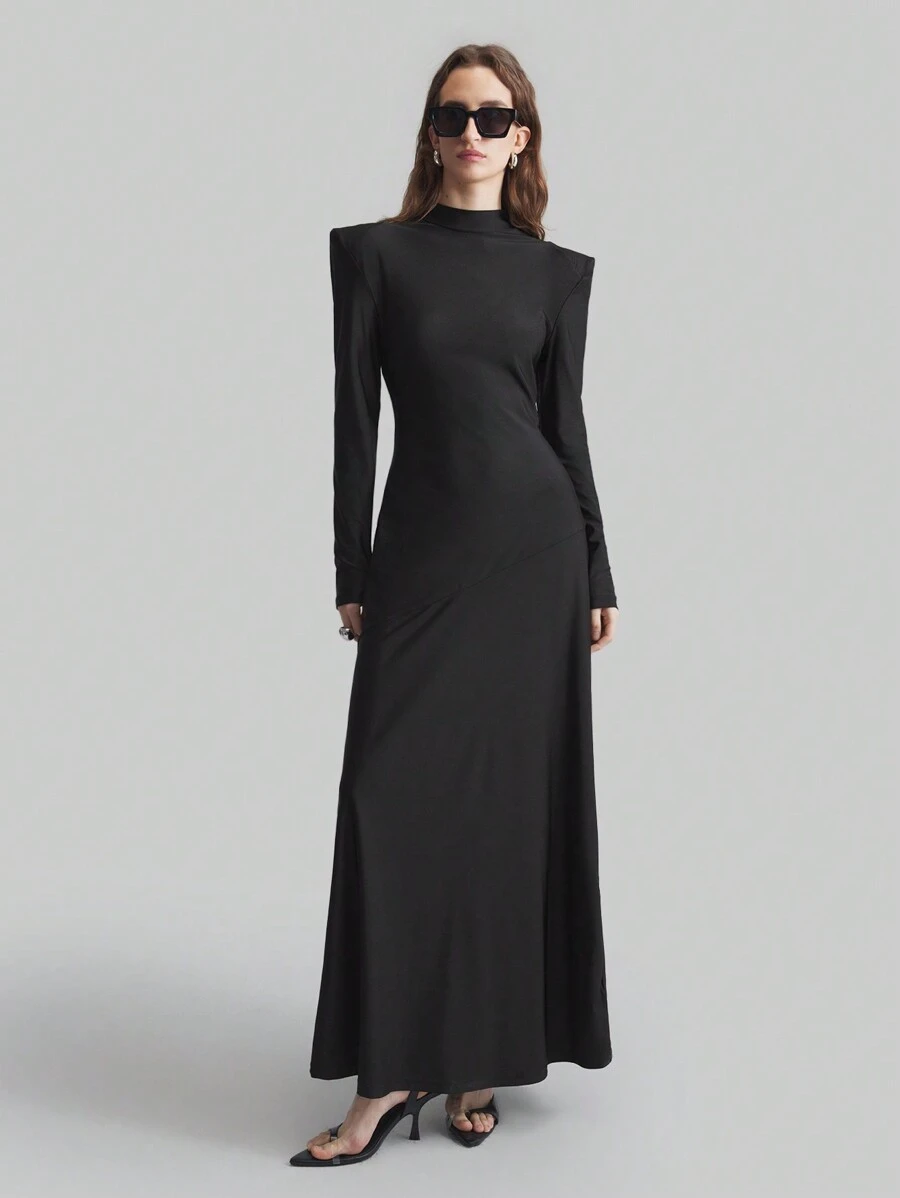 Ontre 2025 Spring Women's Fashion Apparel, Personalized Black Wide Strap Stand Collar Party ...