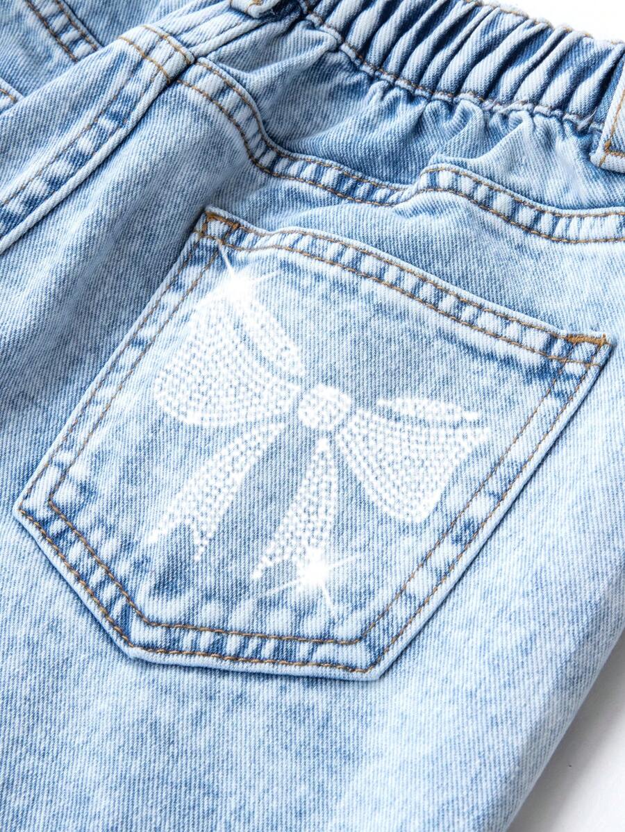 Tween Girls Y2K Style Shiny Rhinestone Bow Design All-Match Minimalist ...