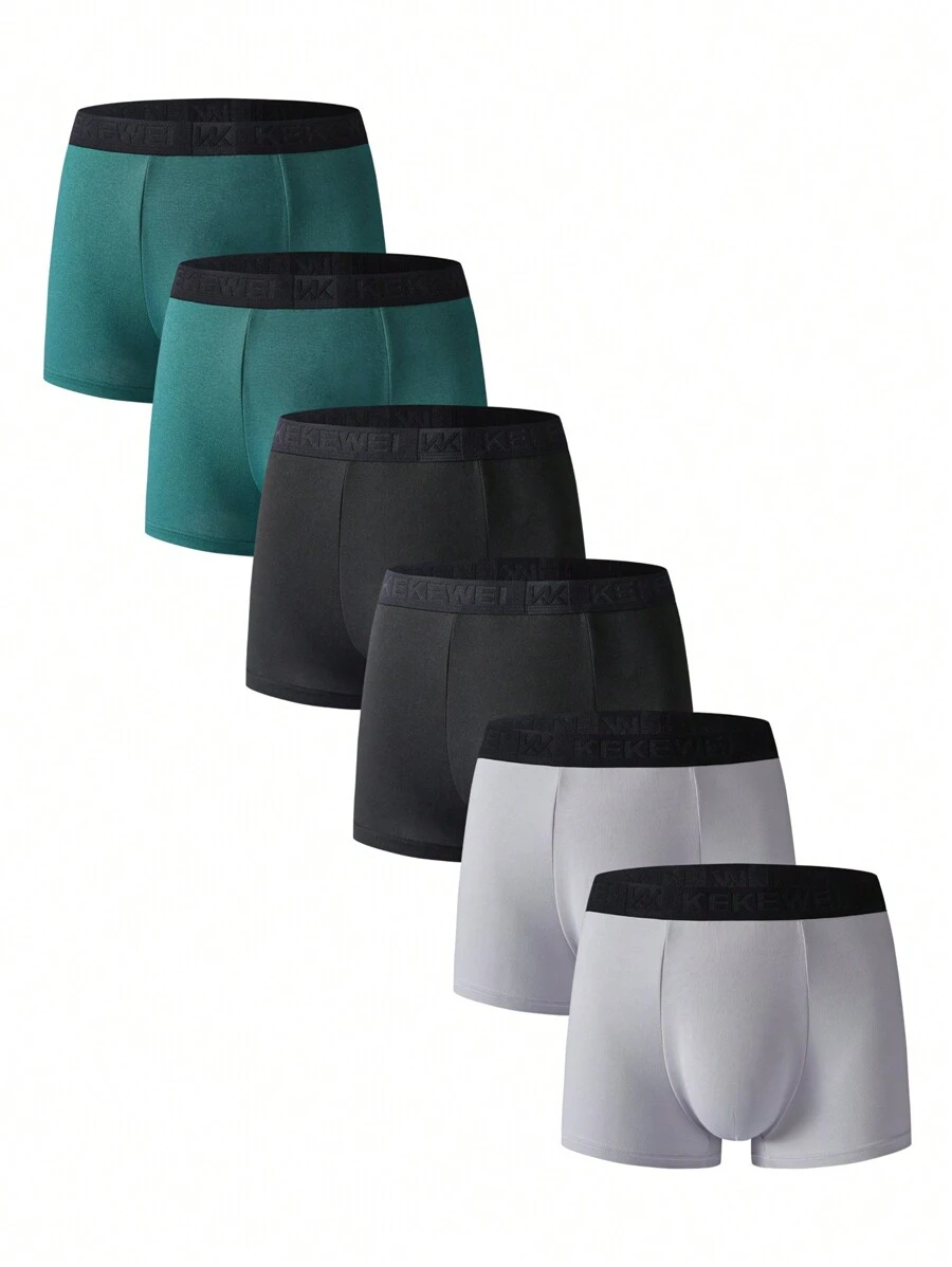 6pcs/Pack Men's Solid Color Boxer Briefs | SHEIN USA