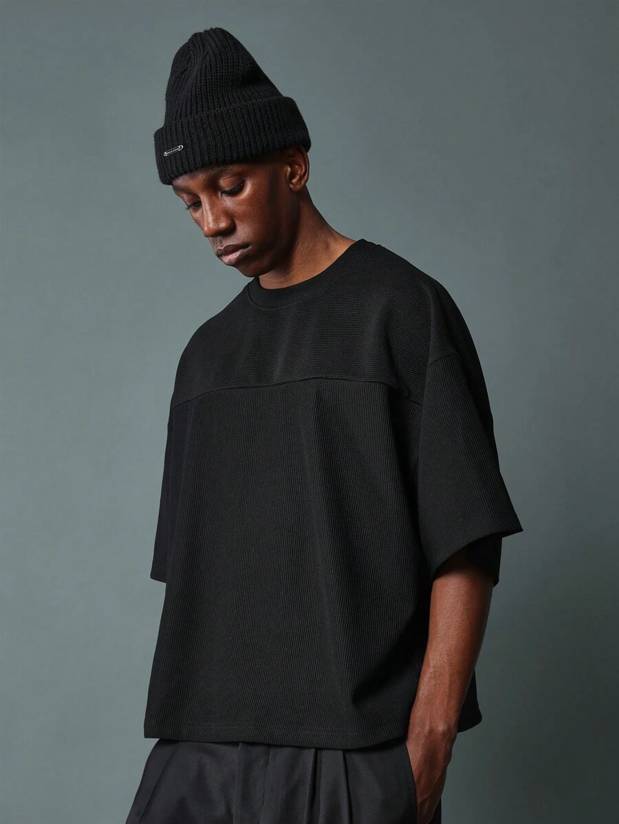 SUMWON T-shirt texturé à coupe droite avec panneaux en grain ...